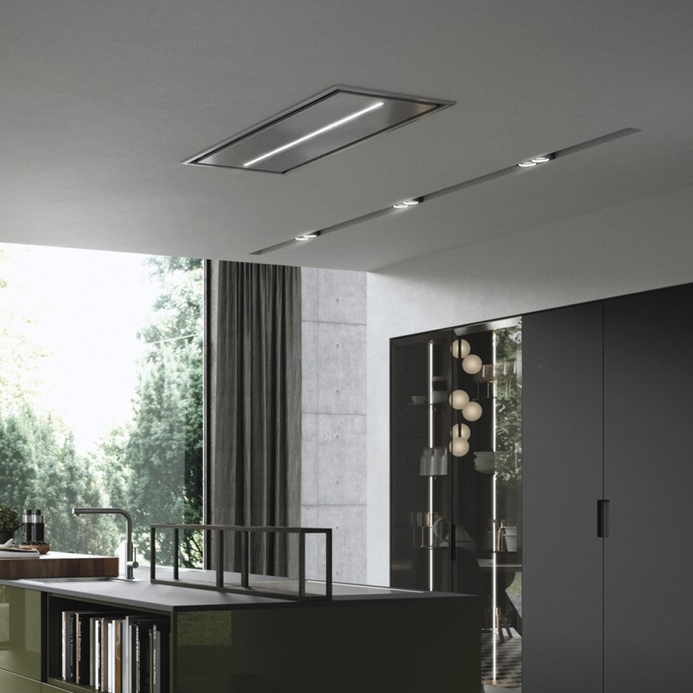 SYNERGY Ceiling Cooker Hood | Brushed Steel A++ Quiet Hood