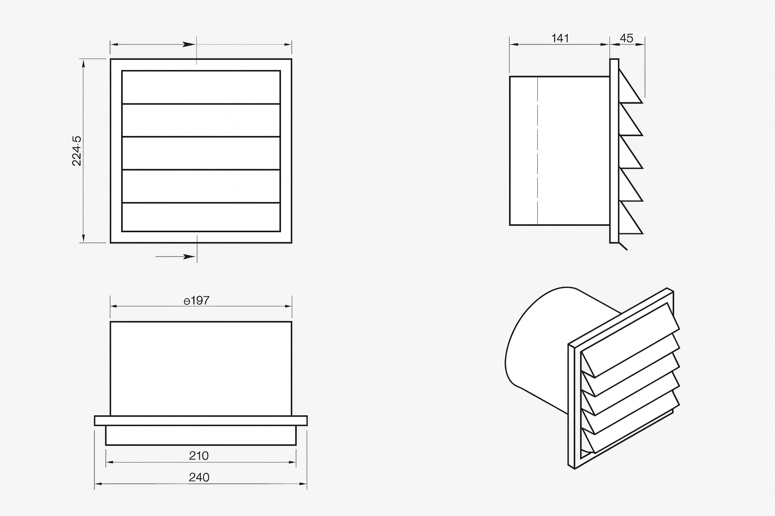 Stainless Steel Vented Outside Wall Vents | 100mm, 125mm, 150mm, 200mm